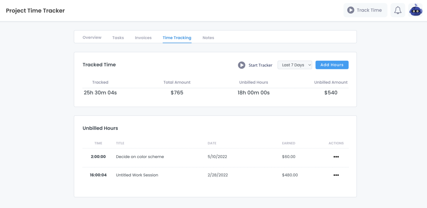 Detailed project view - Kosmo