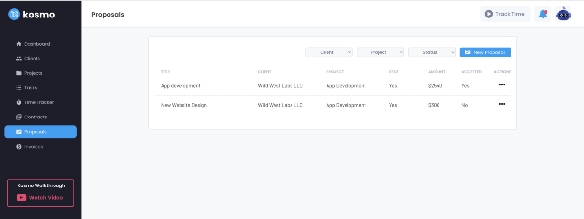 Proposals overview - Kosmo