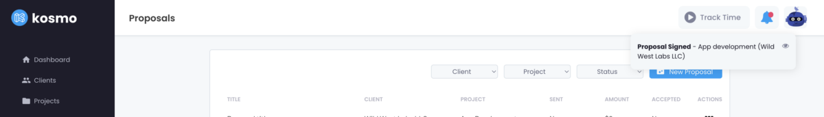 After sending a proposal - Kosmo