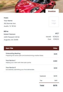 Car Detail Invoice Templates - Kosmo