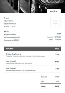 Car Detail Invoice Templates - Kosmo