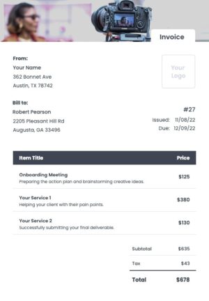 Video Production Invoice Templates - Kosmo