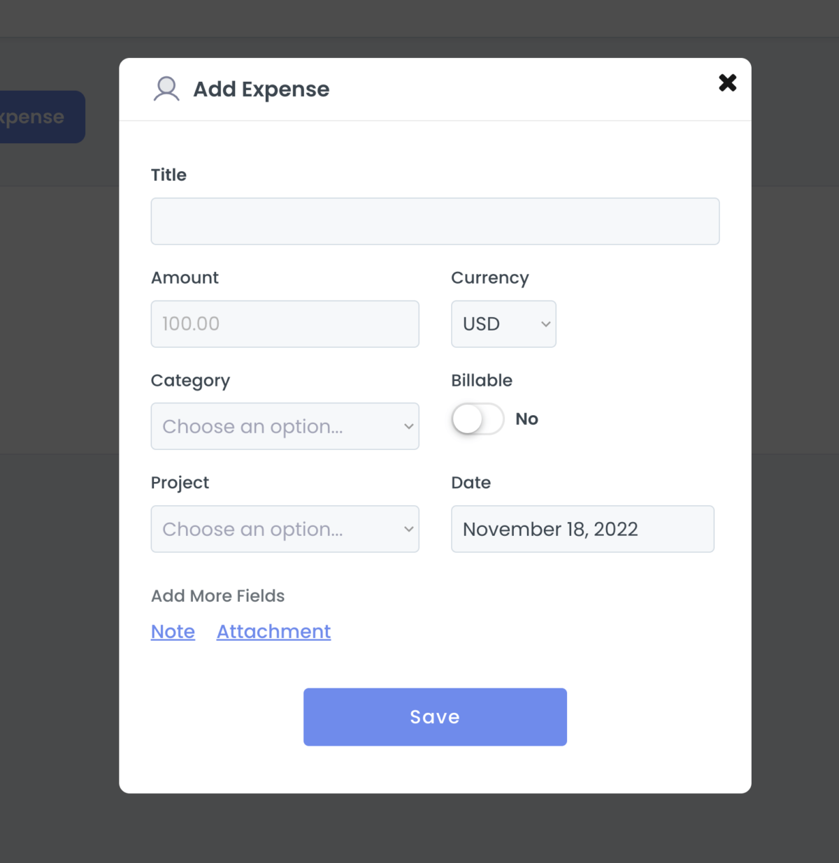Creating a New Expense - Kosmo